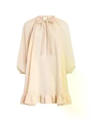 PATOU Striped Tie-neck Mini Dress - Neutrals