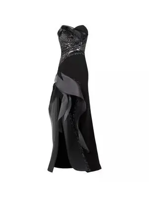GABY CHARBACHY Sequin-embellished Strapless Gown - Black
