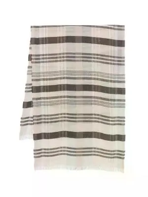 Peserico Striped Fringed Scarf - Neutrals
