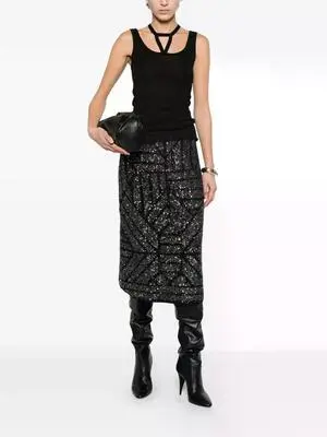 CIRCUS HOTEL Geometric Sequin Embellished Midi Skirt