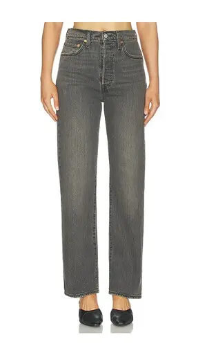 LEVI'S Ribcage Full Length Straight Leg Jeans - Grey