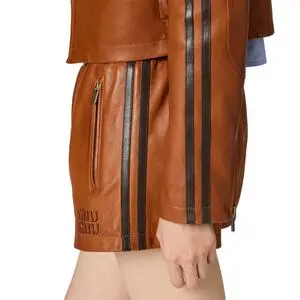 Miu Miu Nappa Leather Shorts - Brandy