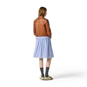 Miu Miu Nappa Leather Jacket With Striped Sleeves
