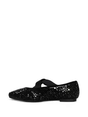 TWENTY FOURHAITCH Aevi Crystal-embellished Crossover-strap Ballet Flats - Black