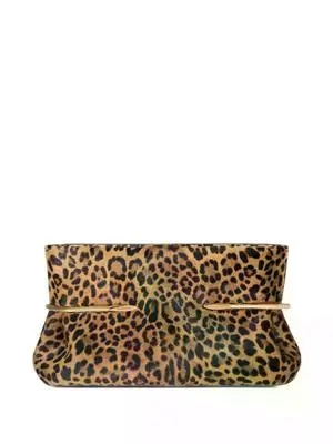 Givenchy Pinch Soft Clutch In Leopard Pony-effect Leather - Brown