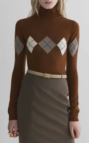 MUGLER Argyle Wool Top