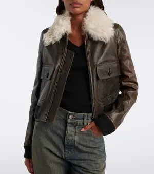 Fendi Shearling-trimmed Leather Jacket