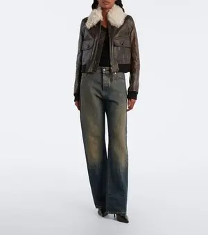 Fendi Shearling-trimmed Leather Jacket