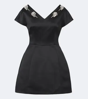 Simone Rocha Embellished Satin Minidress - Black