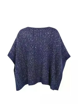 D.exterior Sequin-embellished Ribbed Sweater - Blue