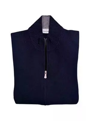 GRAN SASSO Zip-up Ribbed-collar Sweater - Blue
