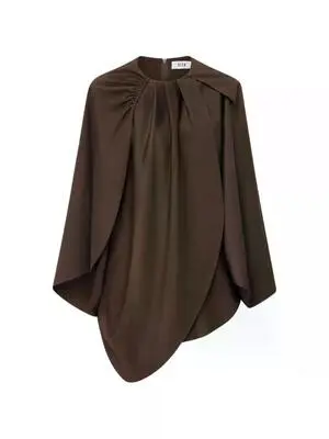 ELEH Draped Asymmetric-hem Top - Brown