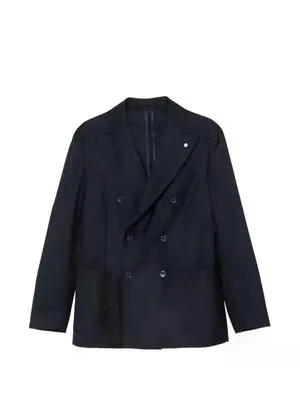 L.B.M. 1911 Double-breasted Peak-lapel Blazer - Blue