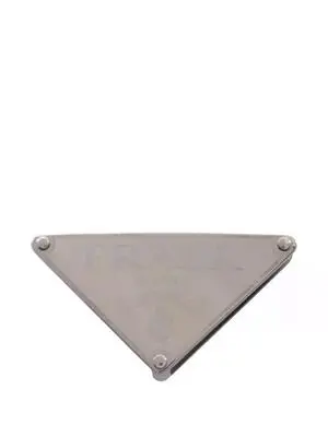 Prada 2010s Triangle Logo Belt Buckle - Silver