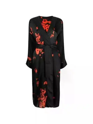 TESSITURA Poppy-print Silk Kimono