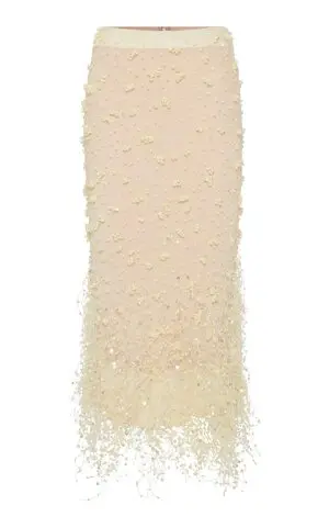 Rachel Gilbert Anika Embellished Georgette Midi Skirt - Ivory
