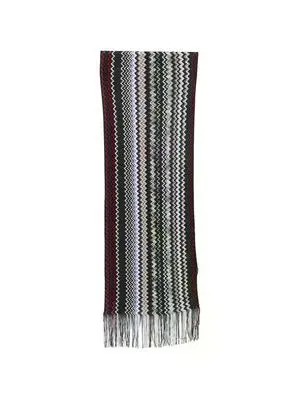 Missoni Zigzag-knit Fringed Scarf - Black