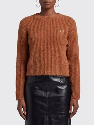 HTC LOS ANGELES Wool Crew-neck Sweater With Crest And Ribbed Trims - Rust