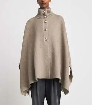 BARRIE Cashmere-blend Button-up Cape