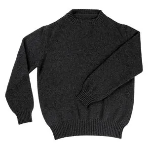 KINALBA Charcoal Chunky Plain Cashmere Crew Neck Sweater - Grey