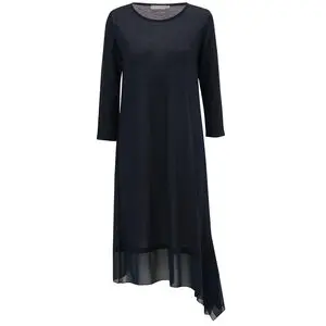 PERALUNA Fine Chiffon Hem Summer Knit Dress Navy - Blue