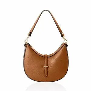 BETSY & FLOSS Pienza Crescent Bag -with Two Straps In Dark Tan - Orange