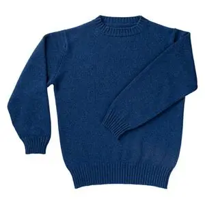 KINALBA Yale Chunky Plain Cashmere Crew Neck Sweater - Blue