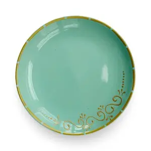 CASA DUNIYA Hand-painted And Gold Samira Dessert Plates Set Of Six - Green