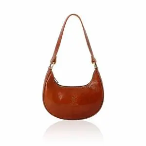 BETSY & FLOSS Parma Crescent Bag In Dark Tan - Orange