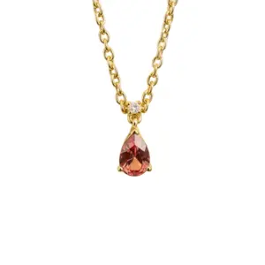 JUVETTI  Pisa Small Pendant Necklace In Padparadscha Sapphire & Diamond Set In Gold - Gold/yellow
