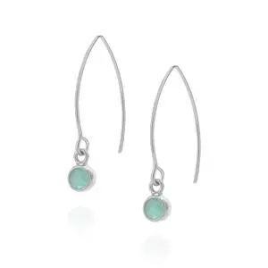NELLOU JEWELLERY Amazonite Gem Dot Arc Earrings - Silver