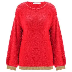 PERALUNA De Ville Fluffy Pullover Glitter Sweater - Red