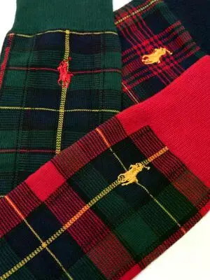Polo Ralph Lauren Pony-embroidered Checked Socks - Red