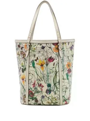 Gucci 2016-2026 Medium Calfskin Flora Infinity Nice Tote Bag - White