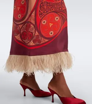 La DoubleJ Swing Fringed Printed Silk Twill Maxi Dress