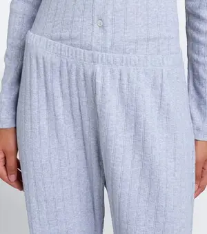 LESET Pointelle Cropped Cotton Wide-leg Pants