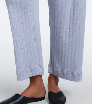 LESET Pointelle Cropped Cotton Wide-leg Pants