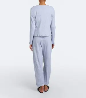 LESET Pointelle Cropped Cotton Wide-leg Pants