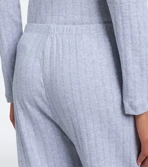 LESET Pointelle Cropped Cotton Wide-leg Pants