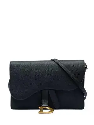 Dior 2020 Grained Calfskin Saddle Pouch Crossbody Bag - Black