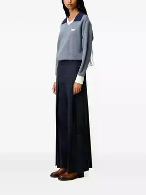 Claudie Pierlot Wide-leg Checked Trousers - Blue