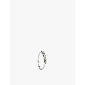 Monica Vinader Mv Linear™ Pavé 925 Sterling And Lab Grown Diamond Stacking Ring - Silver