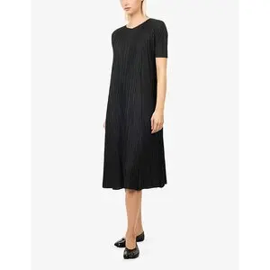 Issey Miyake April Pleated Woven Midi Dress - Black