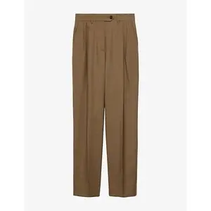 Prada Straight-leg High-rise Wool Trousers - Brown