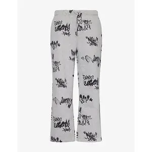 AVIREX Graffiti-print Wide-leg Cotton-blend Jogging Bottoms