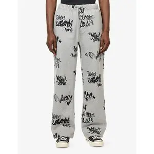 AVIREX Graffiti-print Wide-leg Cotton-blend Jogging Bottoms