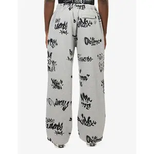 AVIREX Graffiti-print Wide-leg Cotton-blend Jogging Bottoms