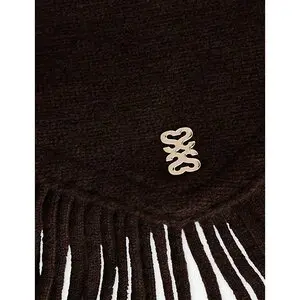 Sandro Fringed Triangle Wool And Cashmere Scarf - Brown