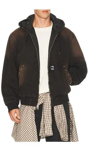 Obey Studded Zip Up Jacket - Black
