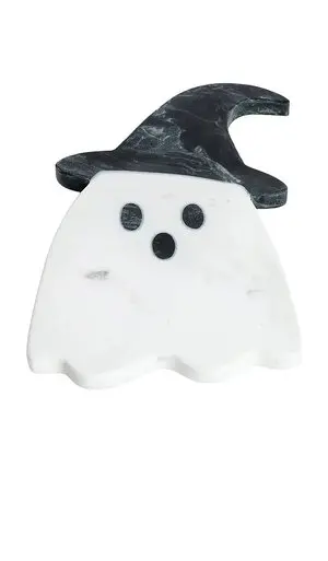 POPPY LANE Ghost With Witch Hat Marble Charcuterie Board